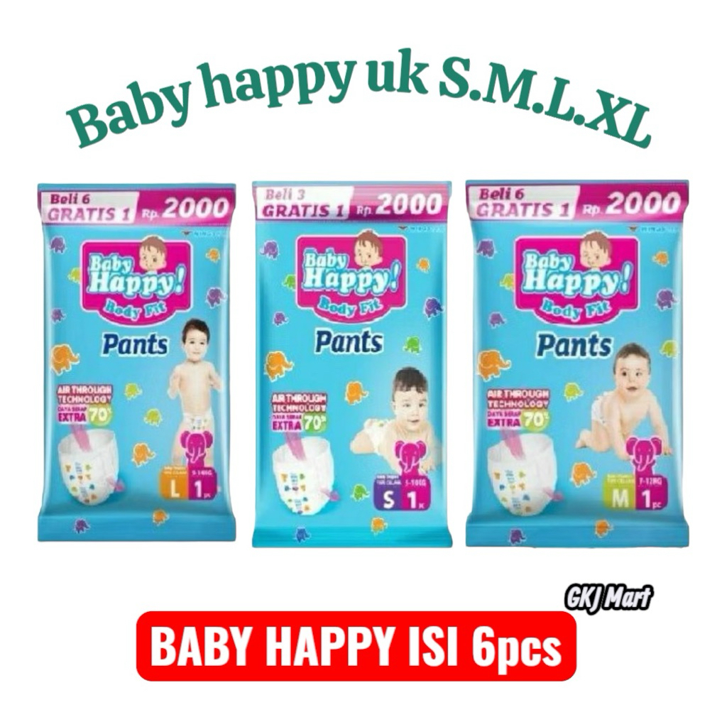 Jual ( Renceng ) Pempers Baby Happy Body Fit Pants S1/M1/L1/XL1 Renceng ...