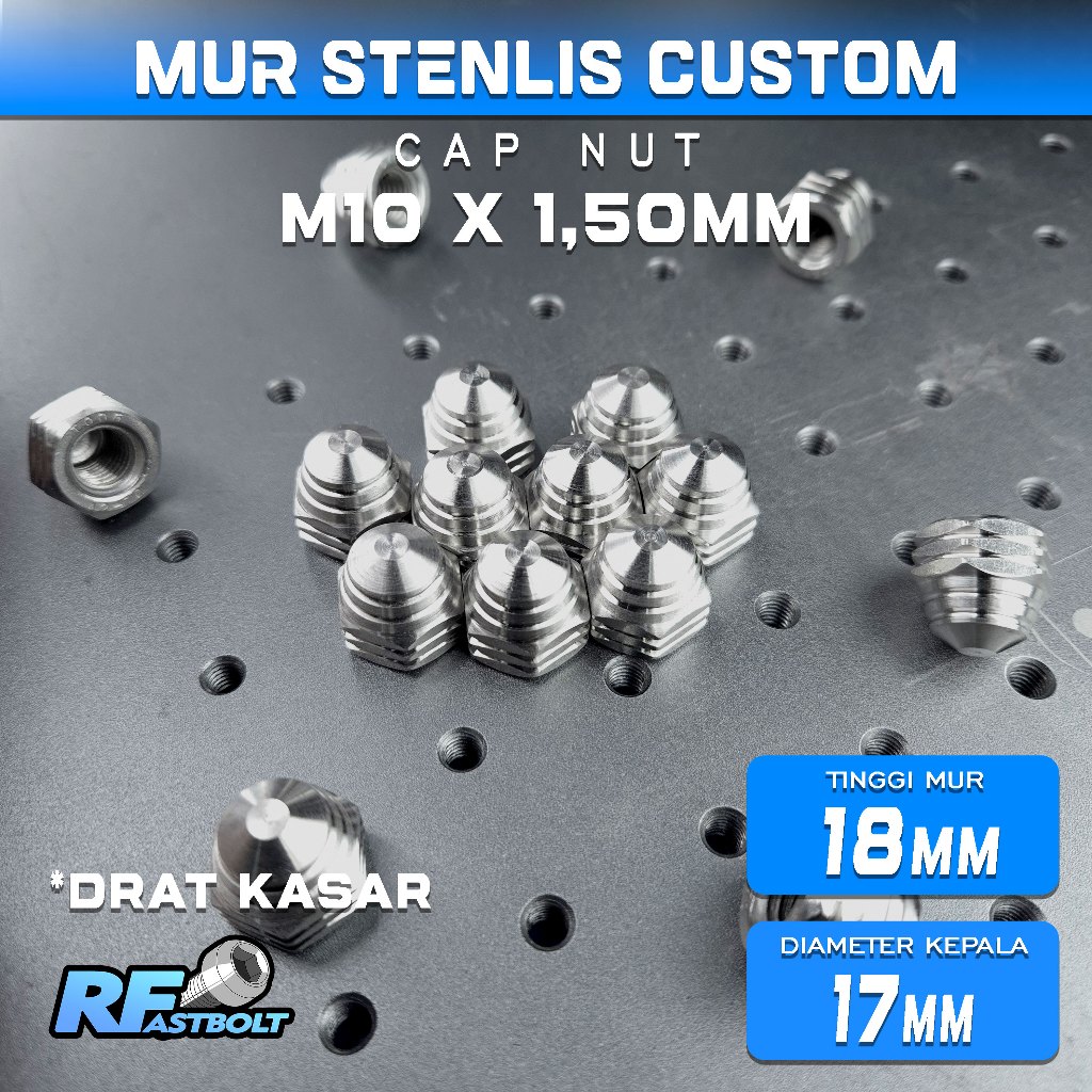 Jual MUR CAP NUT MUR TOPI CUSTOM UKURAN M10 DRAT KASAR | Shopee Indonesia