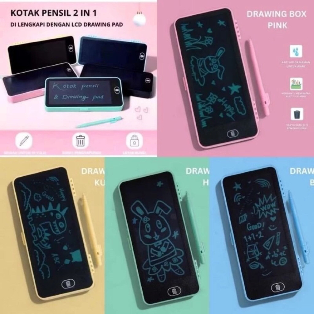 Jual KOTAK PENSIL LCD DRAWING BOX // FREE BUBBLE WARP | Shopee Indonesia