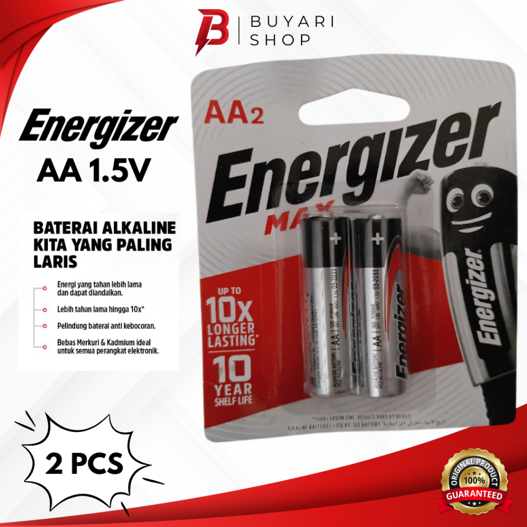 Jual Baterai Energizer MAX AA 1.5V Isi 2 PCS Batre AA A2 Energizer Max Isi 2 PCS ENERGIZER ...