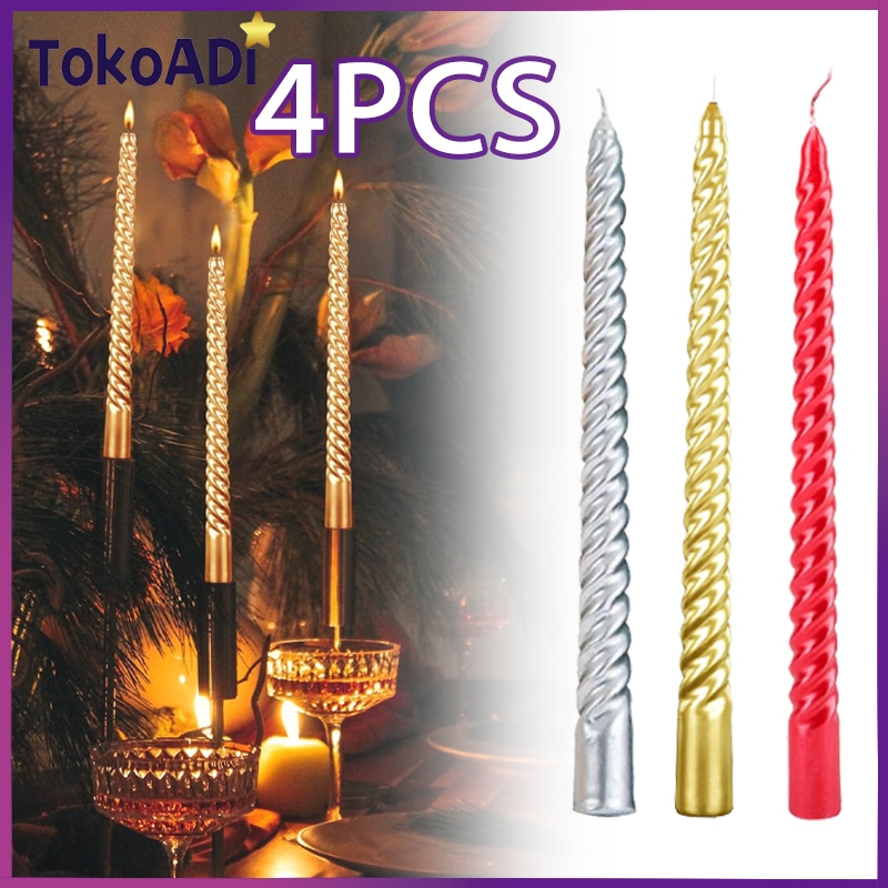 Jual Lilin Ulir Metalik4pcs Spiral Candle Warni Ulir Lilin Decor ...