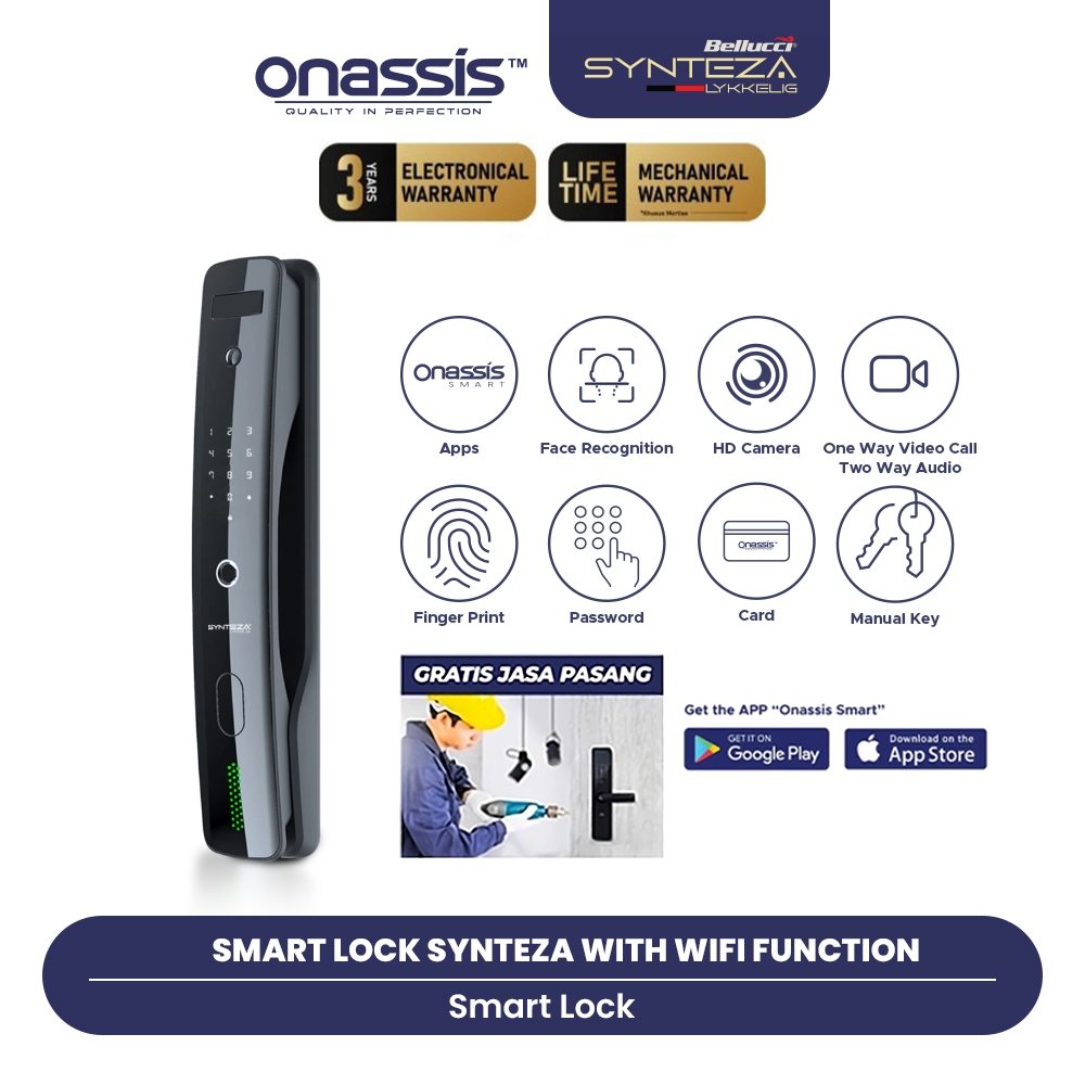 Jual Bellucci Smart Lock Synteza 50 - Kunci Pintu Digital | 3D Face ID ...