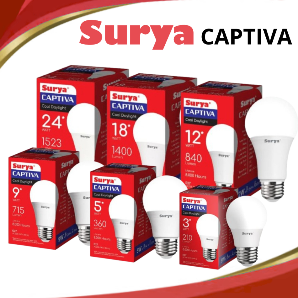 Jual Surya Bohlam Lampu LED CAPTIVA 3W 5W 9W 12W 18W 24WCahaya Putih ...