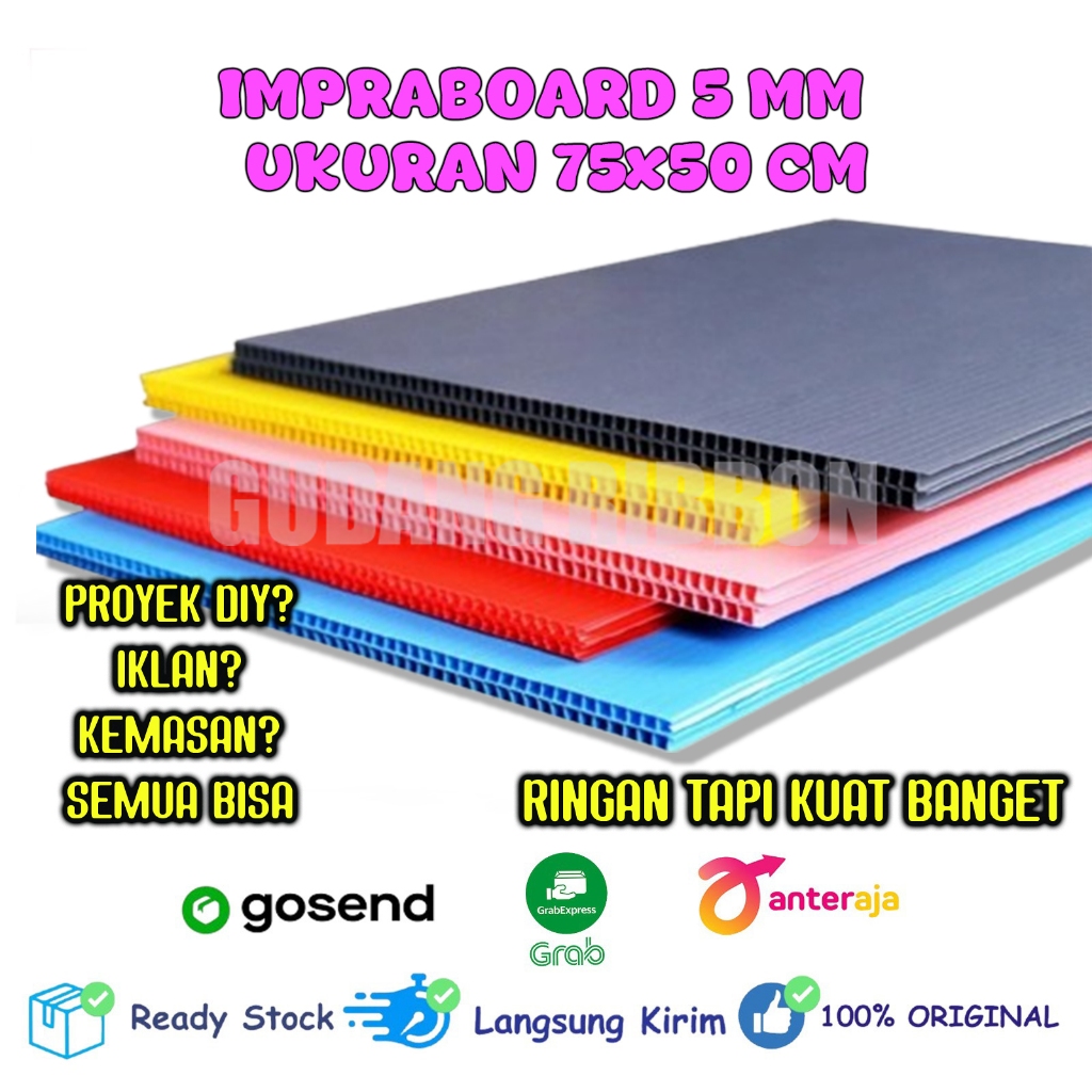 Jual Impraboard PP Corrugated 5mm Ukuran 75x50cm Lembaran Tebal Ringan ...