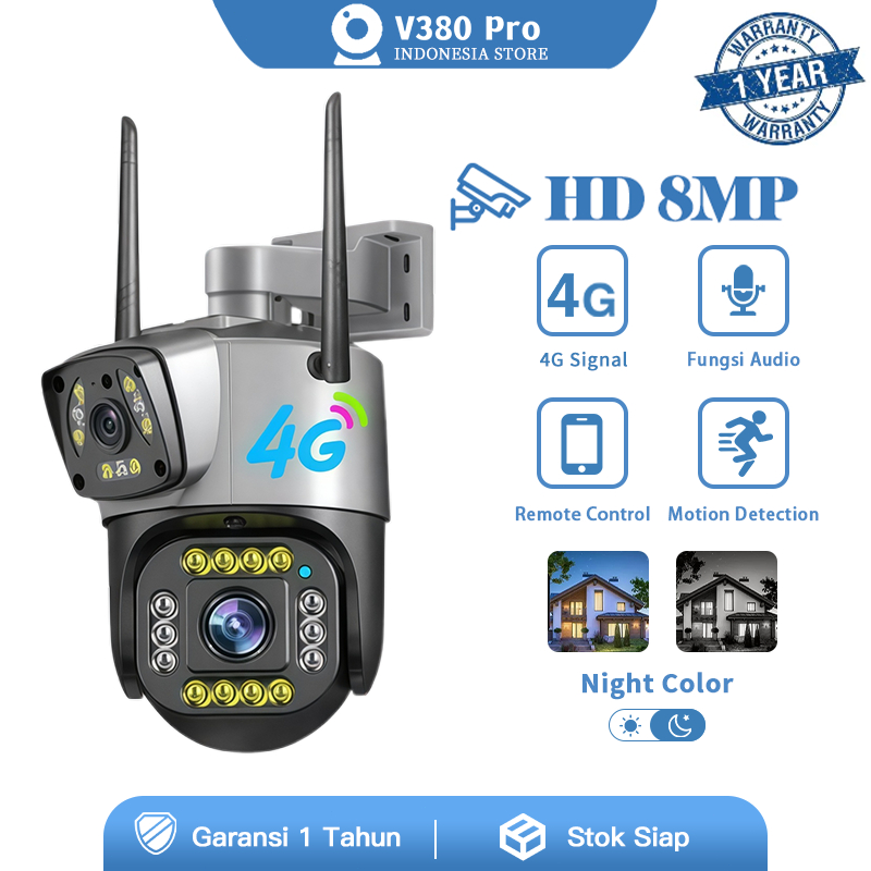 Jual V380 Pro 4G Dual Lens Outdoor Kamera CCTV Tanpa Wifi Auto Tracking 360° Monitoring Probe IP ...