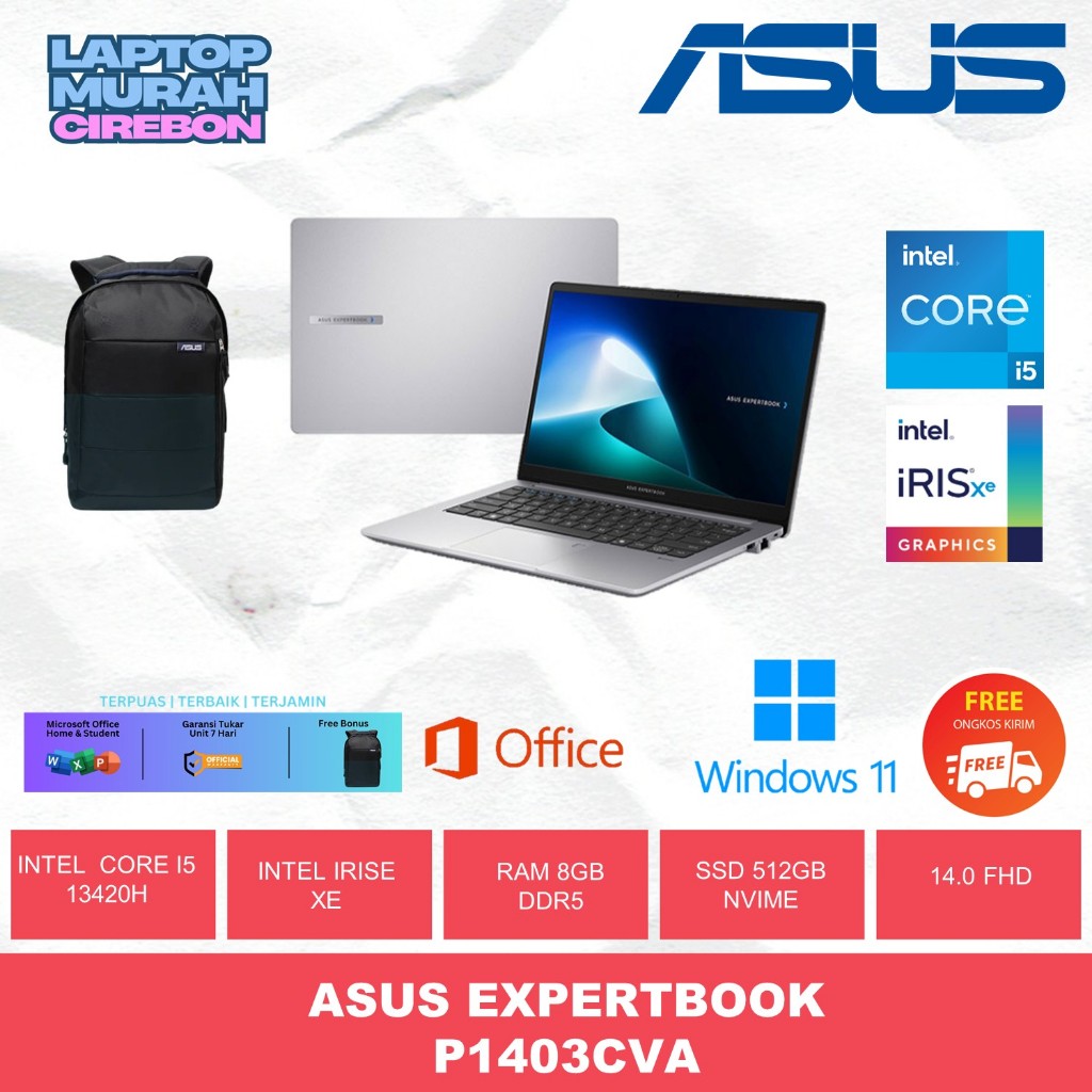 Jual ASUS EXPERTBOOK P1403CVA - S65851WS [INTEL I5 13420H/ 8GB/ 512GB/ W11+OHS+M365B/ 14" FHD ...