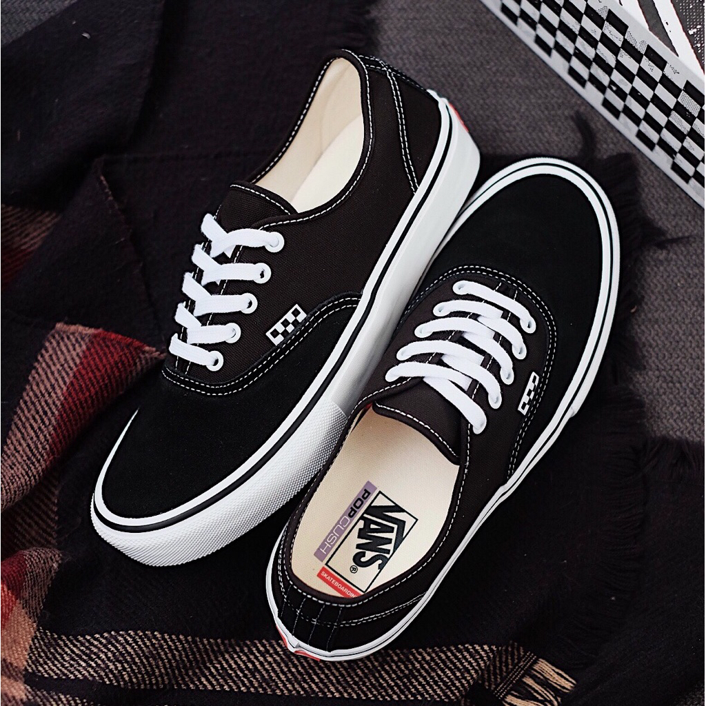 Jual Sepatu Vans Authentic Pro Skate Black White 100% ORIGINAL RESMI ...