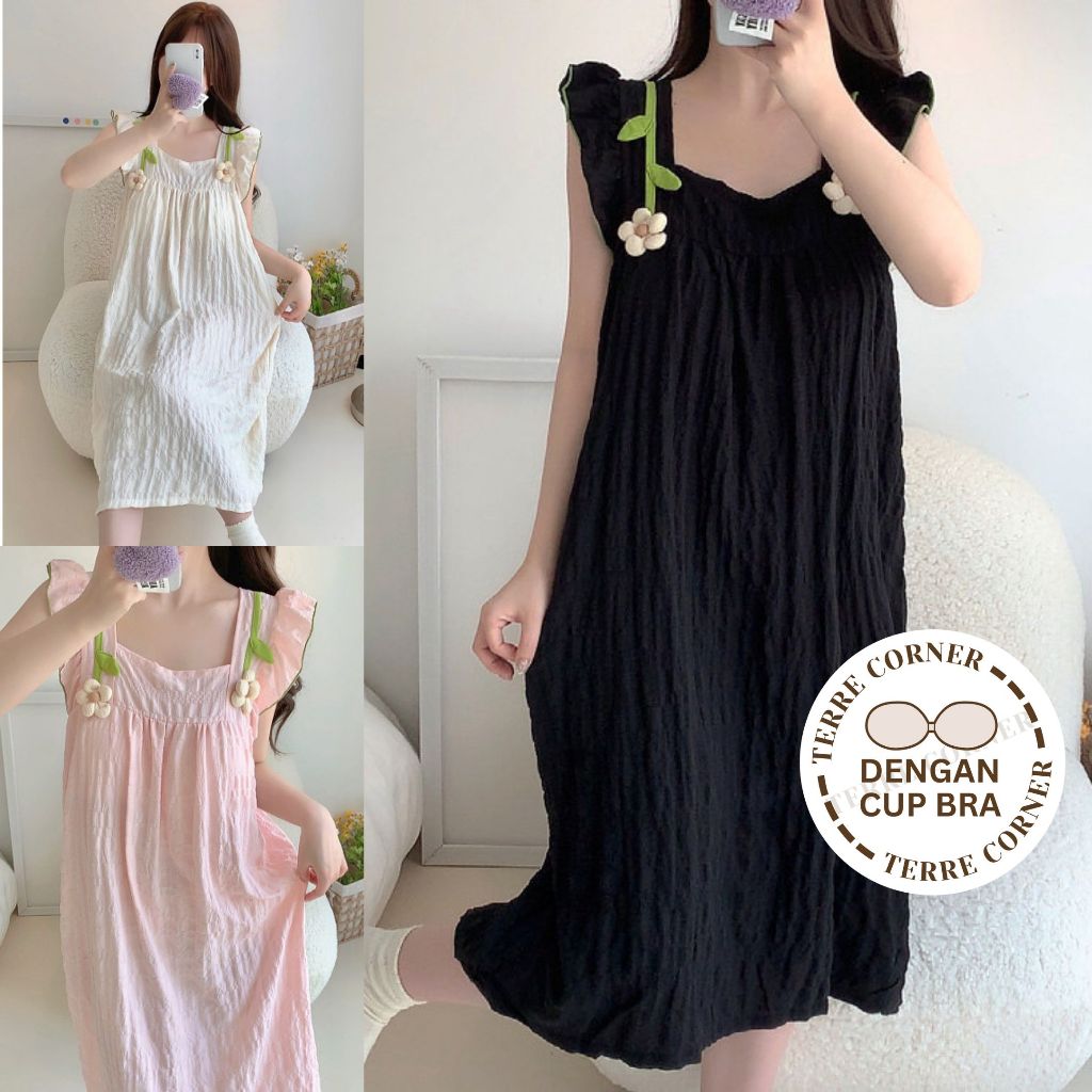 Jual Daster Cup Bra Mi Cha Dress Baju Tidur Wanita Motif Cherry Tanpa ...