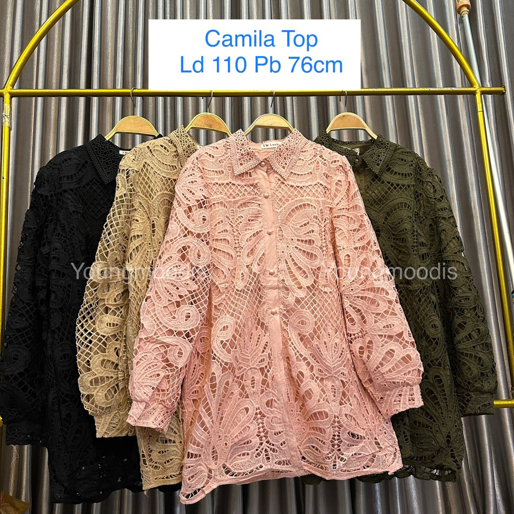Jual youngmoodis Camila Blouse blus brokat brukat 4 warna ori Import ...