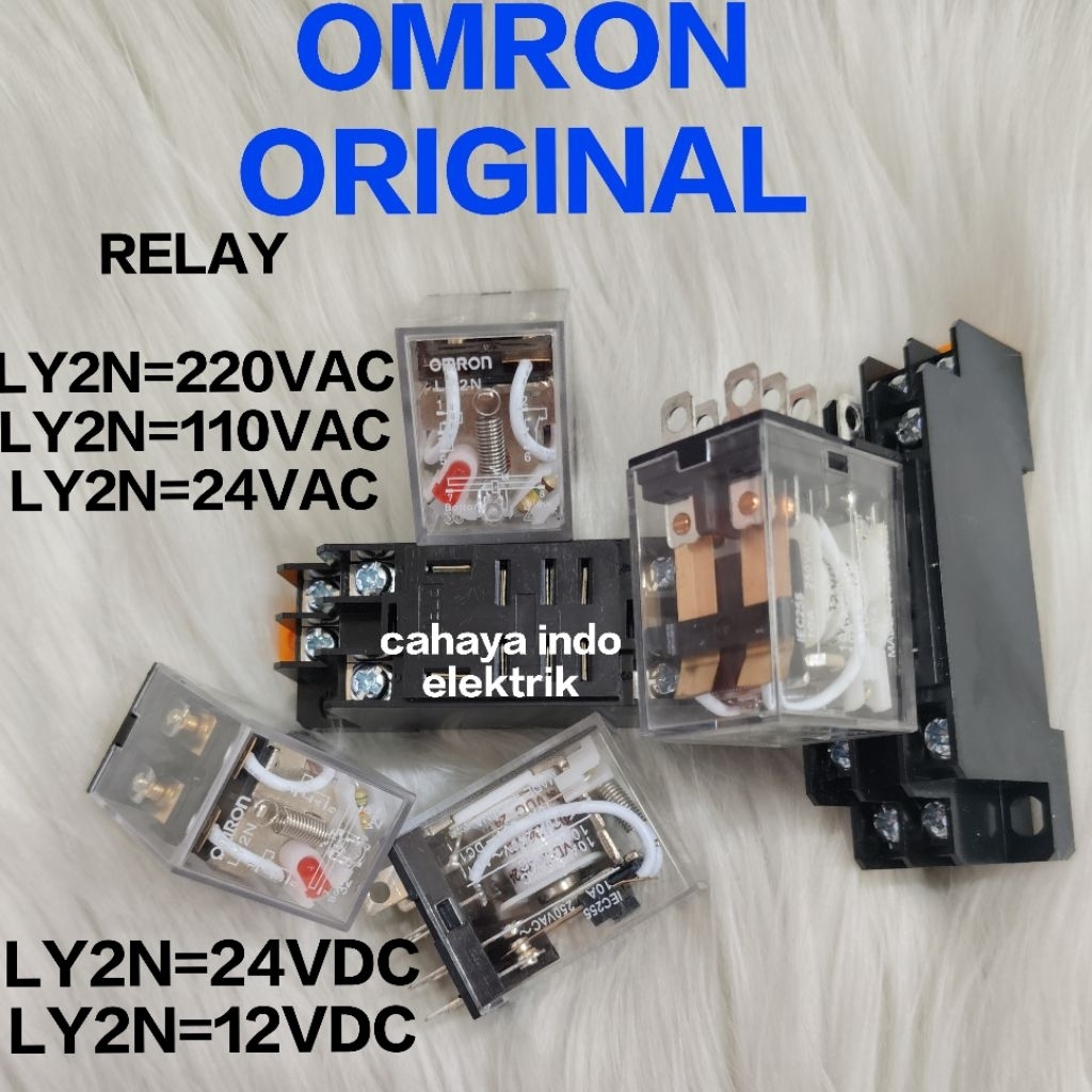 Jual relay set socket ly2n 24vac 10a original omron 8pin/kaki/relay+socket original omron ly2n ...