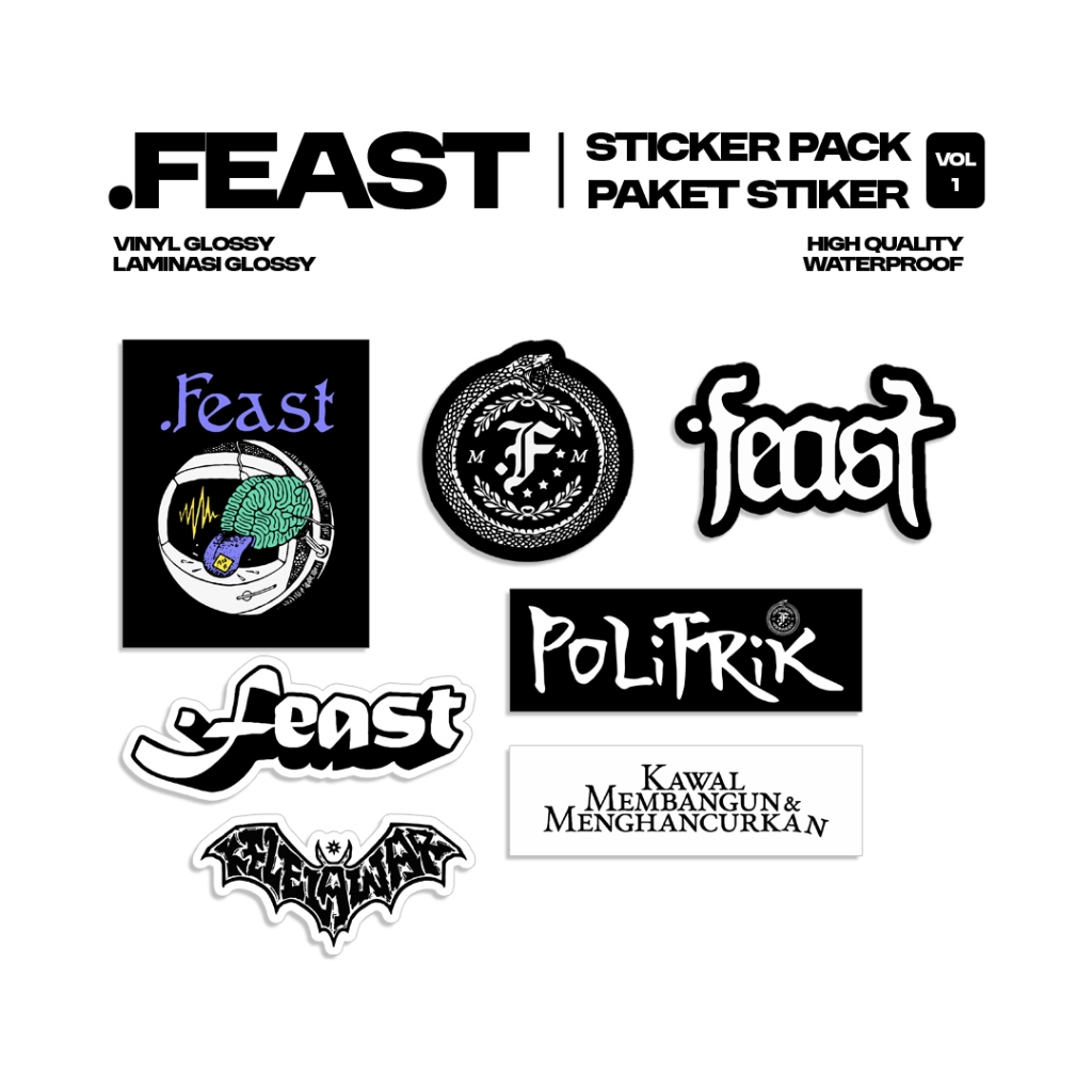 Jual .Feast - Sticker Pack | Stiker Band | Sticker Vinyl | Stiker Helm ...