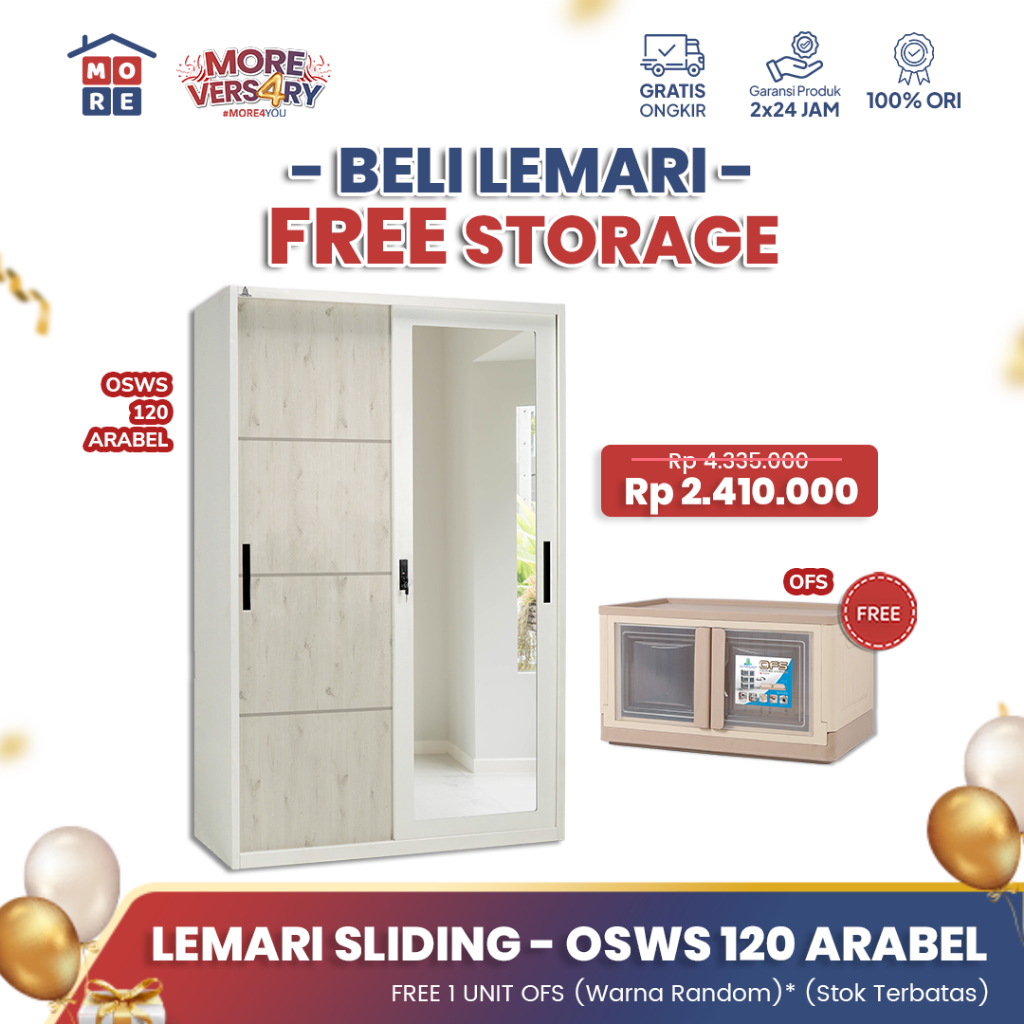 Jual MORE Olymsteel OSWS 120 ARABEL / Lemari Pakaian Besi Sliding ...