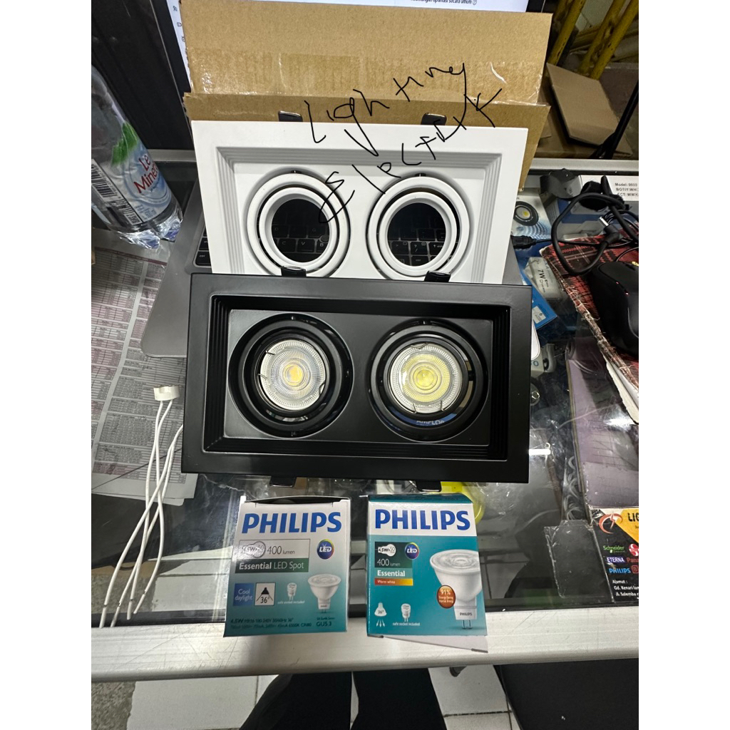 Jual Kap downlight 2 mata adjustable Set Mr16 PHILIPS Led 4.5W 2x4.5 ...