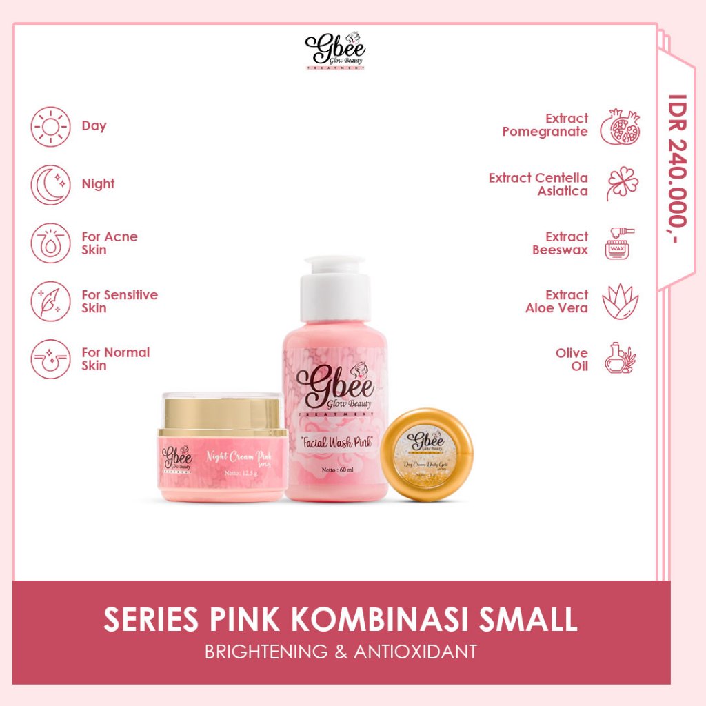 Jual Gbee Glow Beauty Paket Kombinasi Kinclong Small / Paket Skincare ...