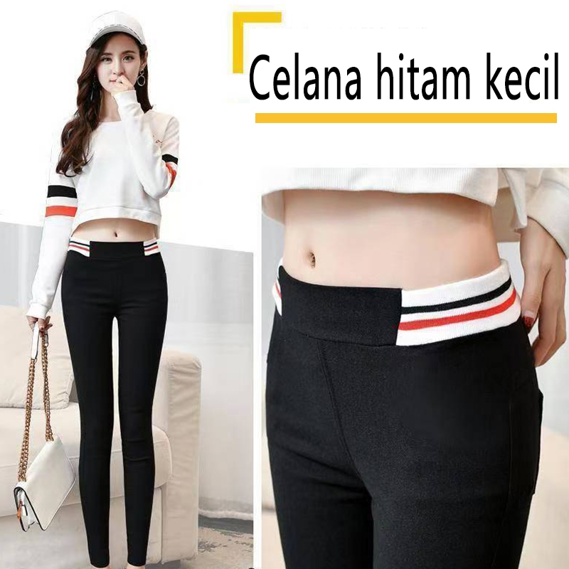 Jual Celana panjang jeans denim wanita / warna warni list putih hitam ...