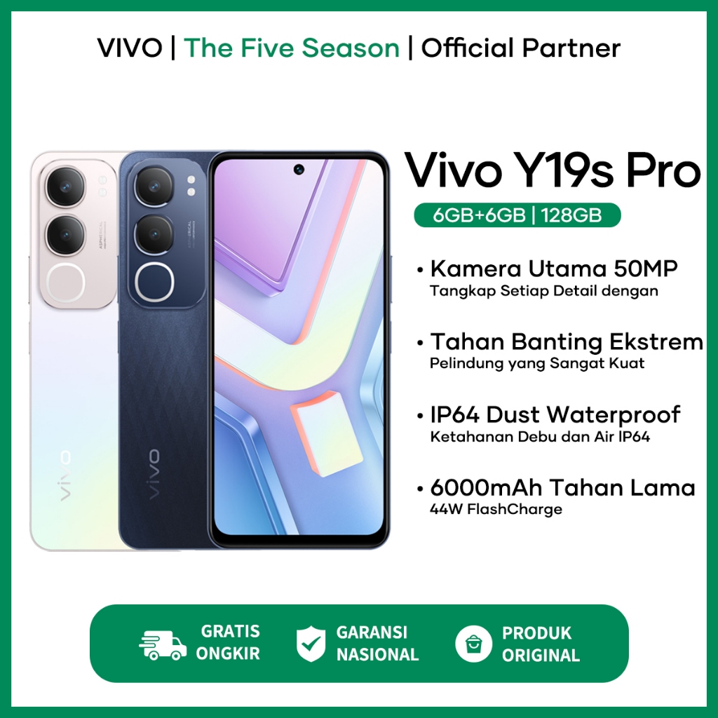 Jual Vivo Y19s Pro 6/128GB (6+6GB Extended RAM) 44W FlashCharge, 6000mAh Battery, 50MP Camera ...