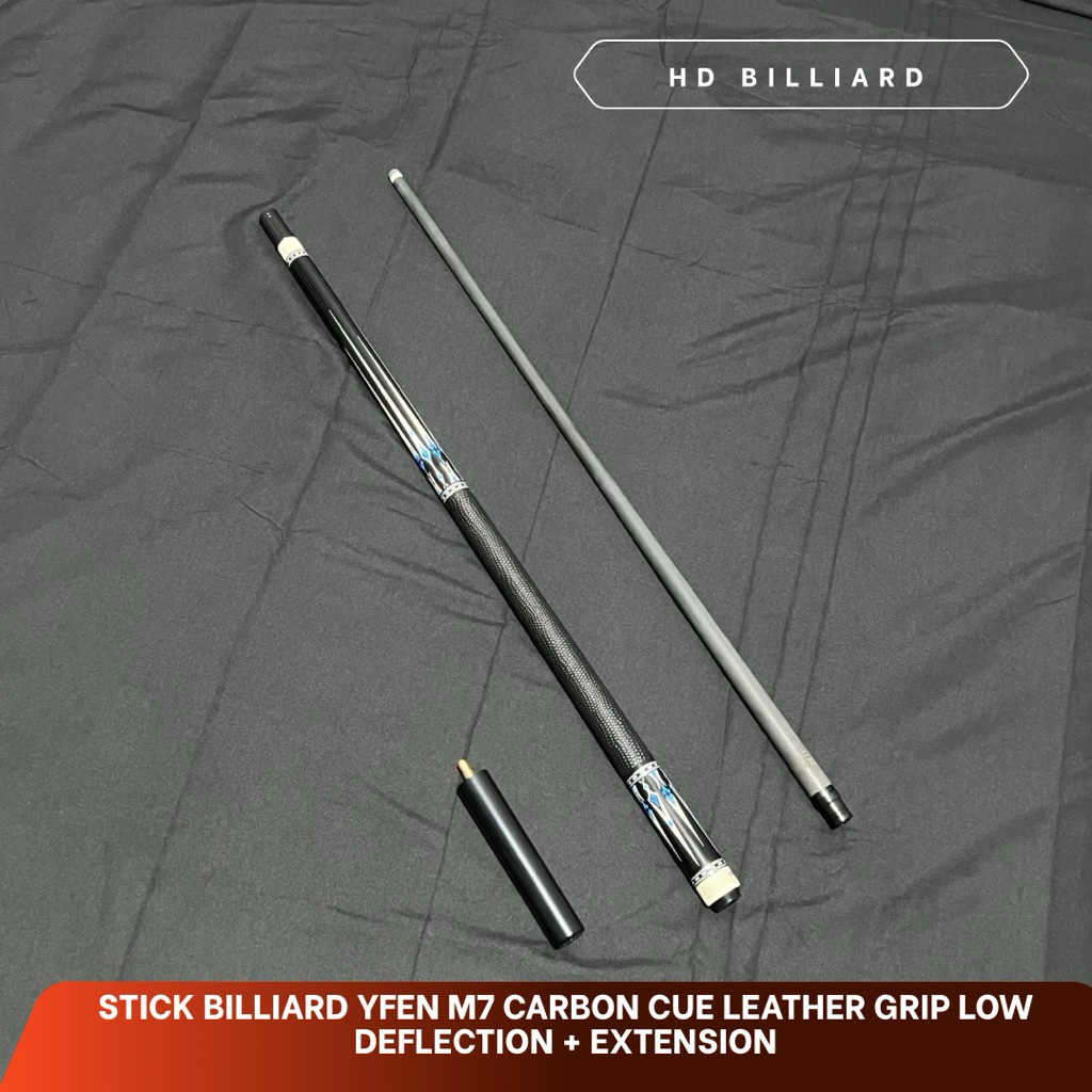 Jual Stick Billiard YFEN M7 Black Carbon Cue Leather Grip Low ...