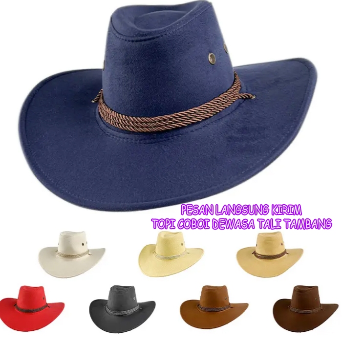 Jual Topi Koboi Dewasa Semi Kulit-Topi Koboi Laken Jazz Panama Anyaman ...