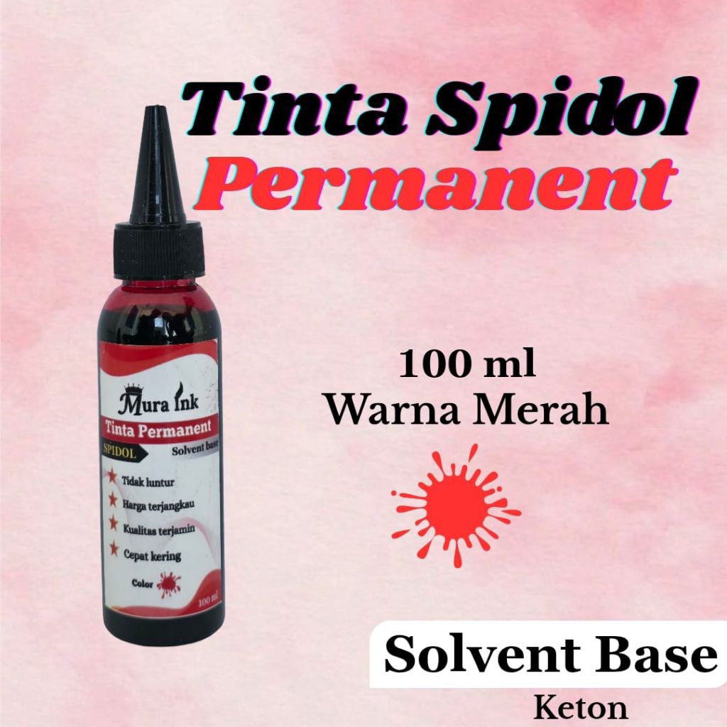 Jual Tinta spidol permanent merah 100 ml basis minyak mura ink | Shopee ...