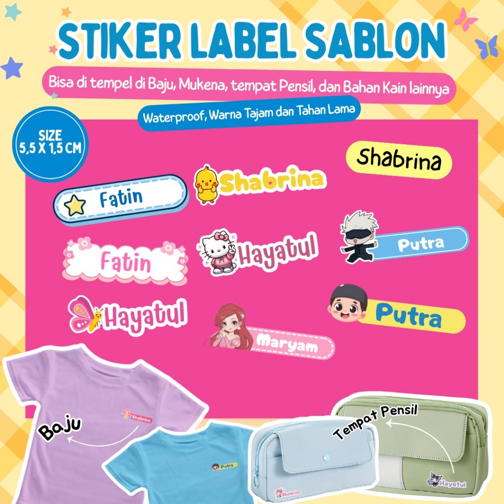 Jual CUSTOM STIKER LABEL NAMA DTF SABLON LUCU DAN AESTHETIC / BISA ...