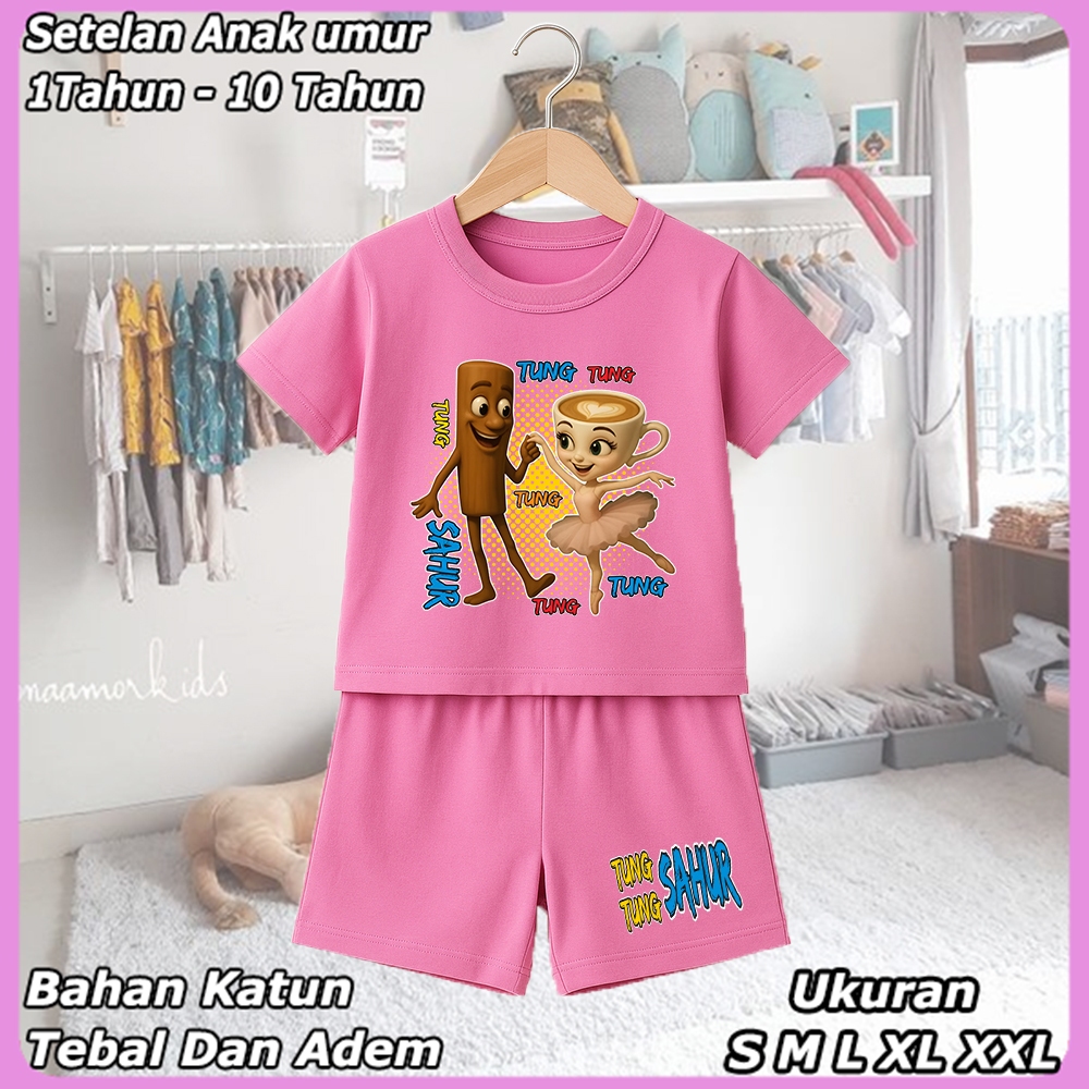 Jual Baju Tidur Anak Gambar Tung Tung Sahur Setelan Pendek Anak Usia 1 ...