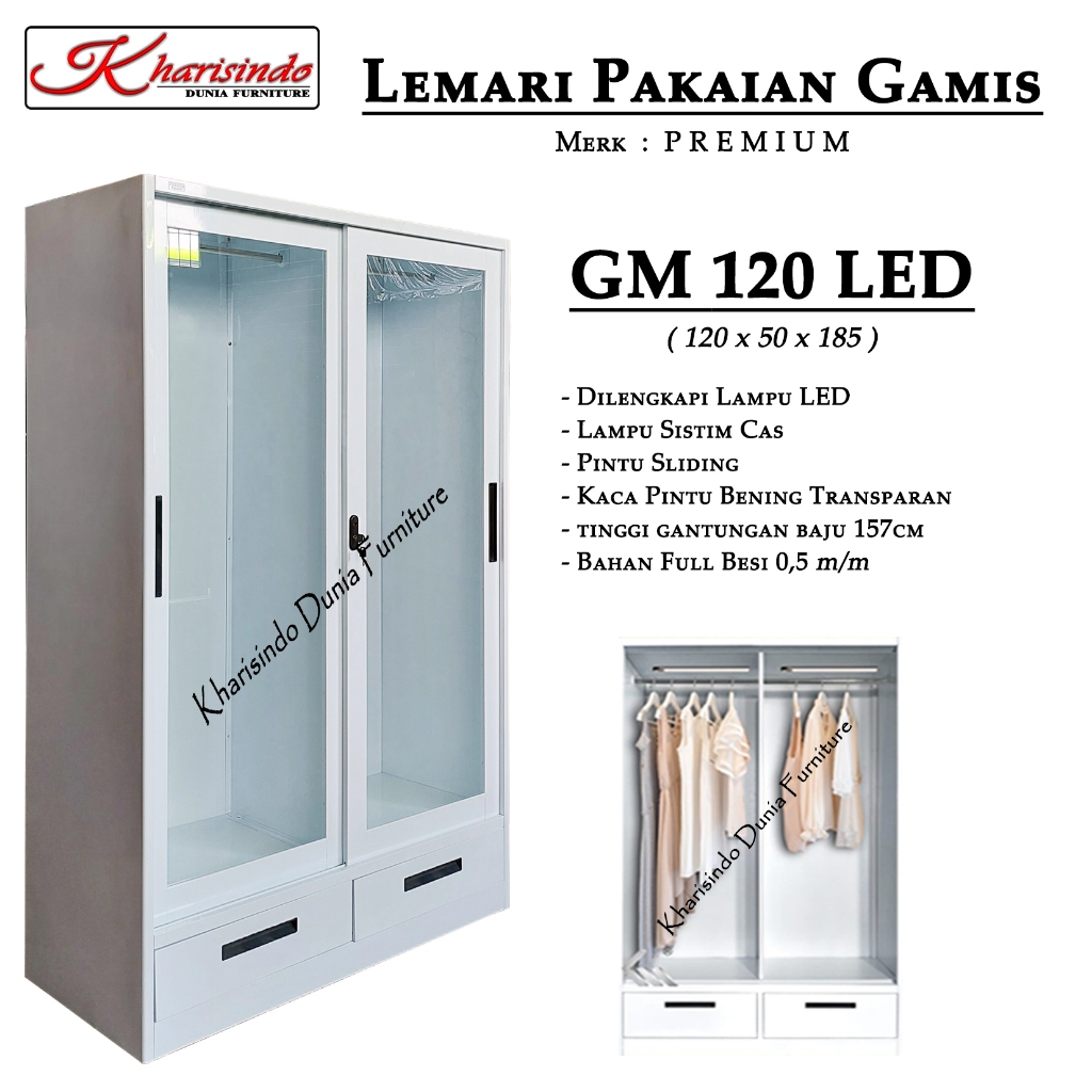 Jual Lemari pakaian Gamis / GM 120 LED / Gantungan tinggi / Lemari Gaun ...