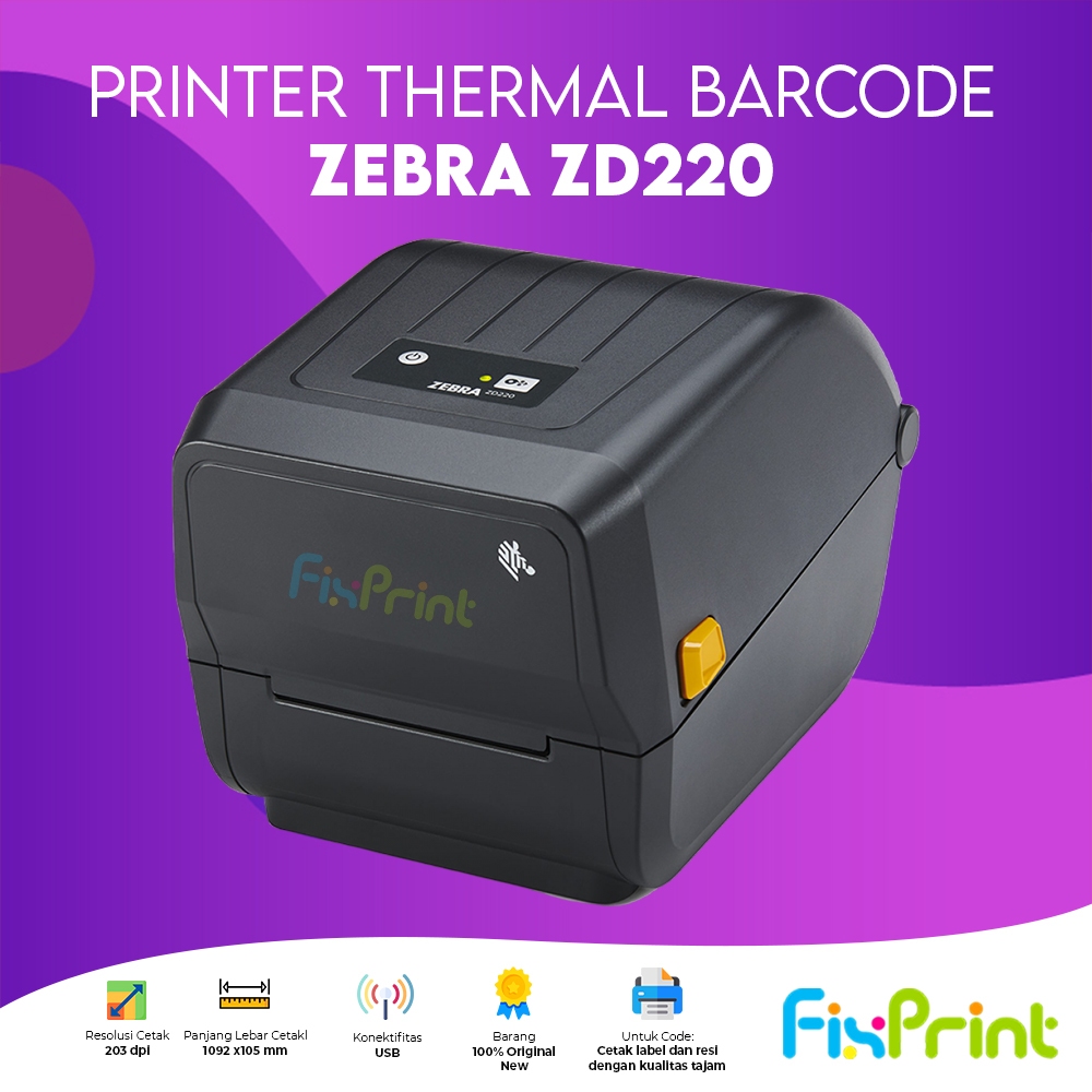 Jual Original Barcode Zebra ZD220 Printer Thermal Label USB Only New Transfer Label Printer ...