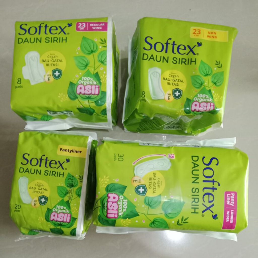 Jual Softex daun sirih wing, non wing, pantyliner, long wider, sachet ...