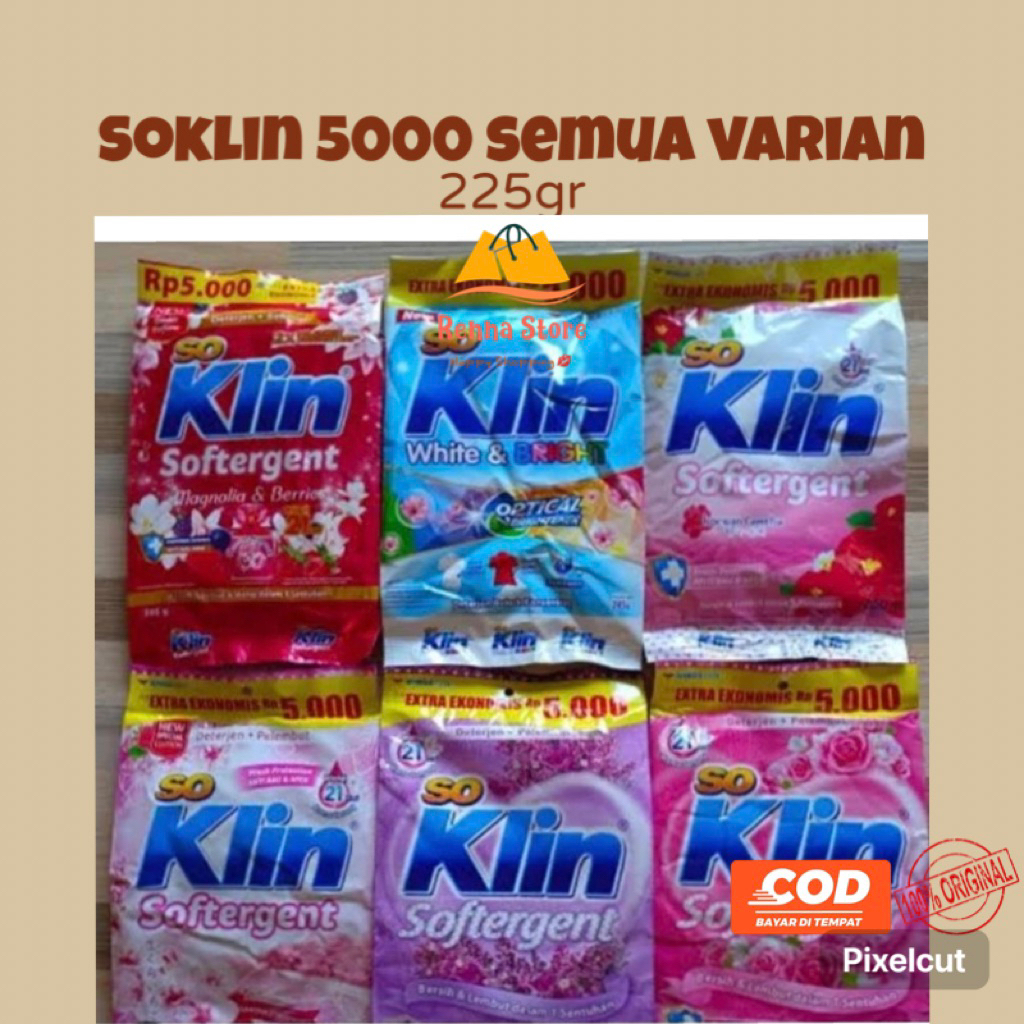 Jual SOKLIN DAIA Softergen 5000 (1dus isi 24pcs) Bubuk 225gr Detergen ...