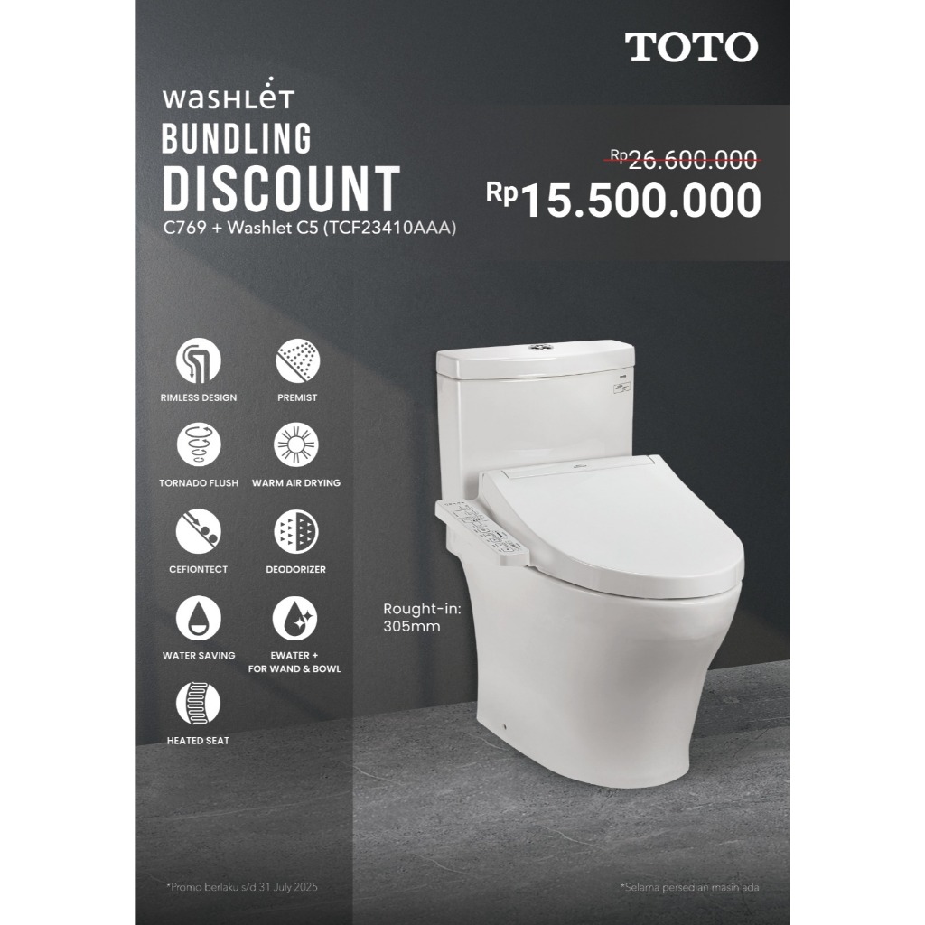 Jual Kloset Duduk TOTO C769CEID Tutup Washlet TCF23410AAA | Shopee ...