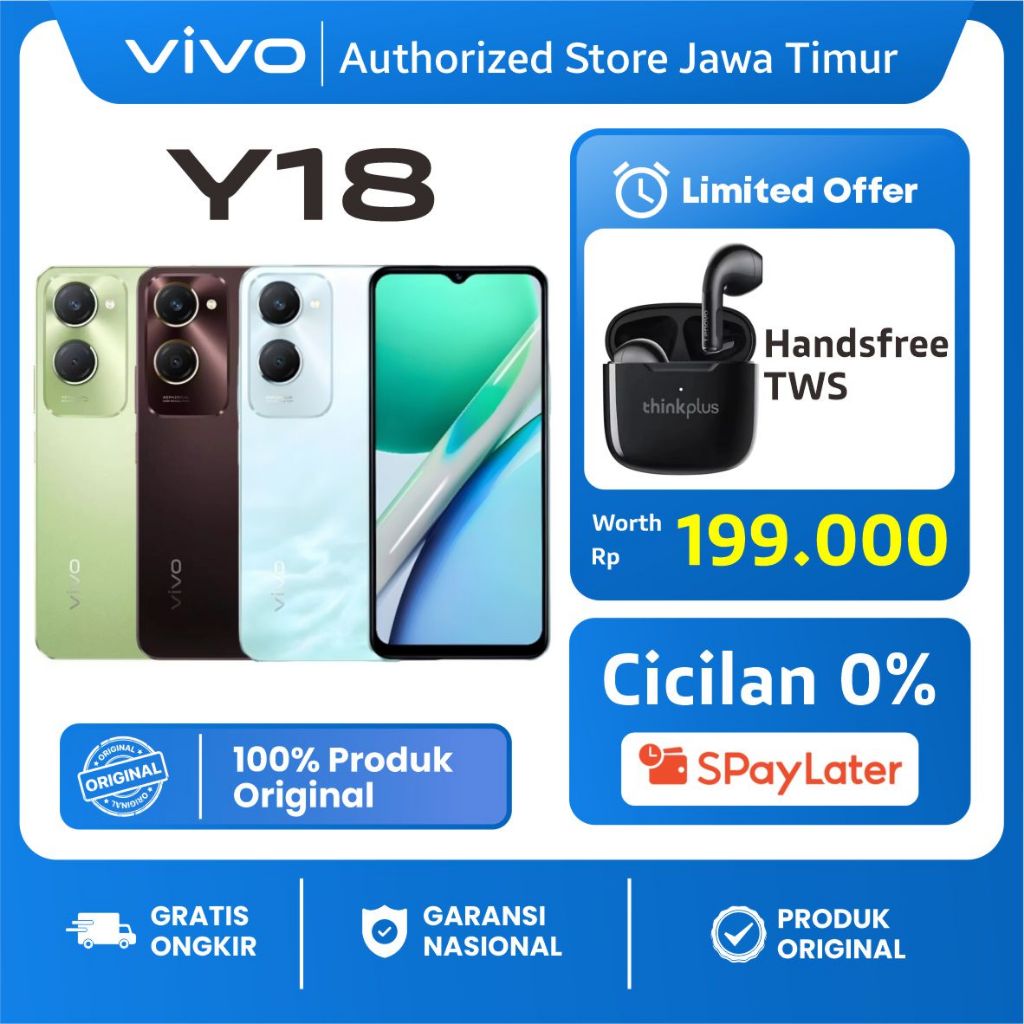 Jual Vivo Y18 4/128GB Original Bergaransi Resmi Vivo 1 Tahun | Shopee Indonesia
