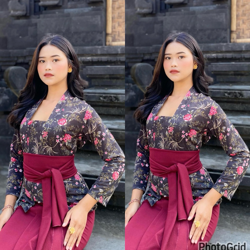 Jual (Kebaya saja)kebaya bali strait Bunga lengan panjang motif (bunga ...