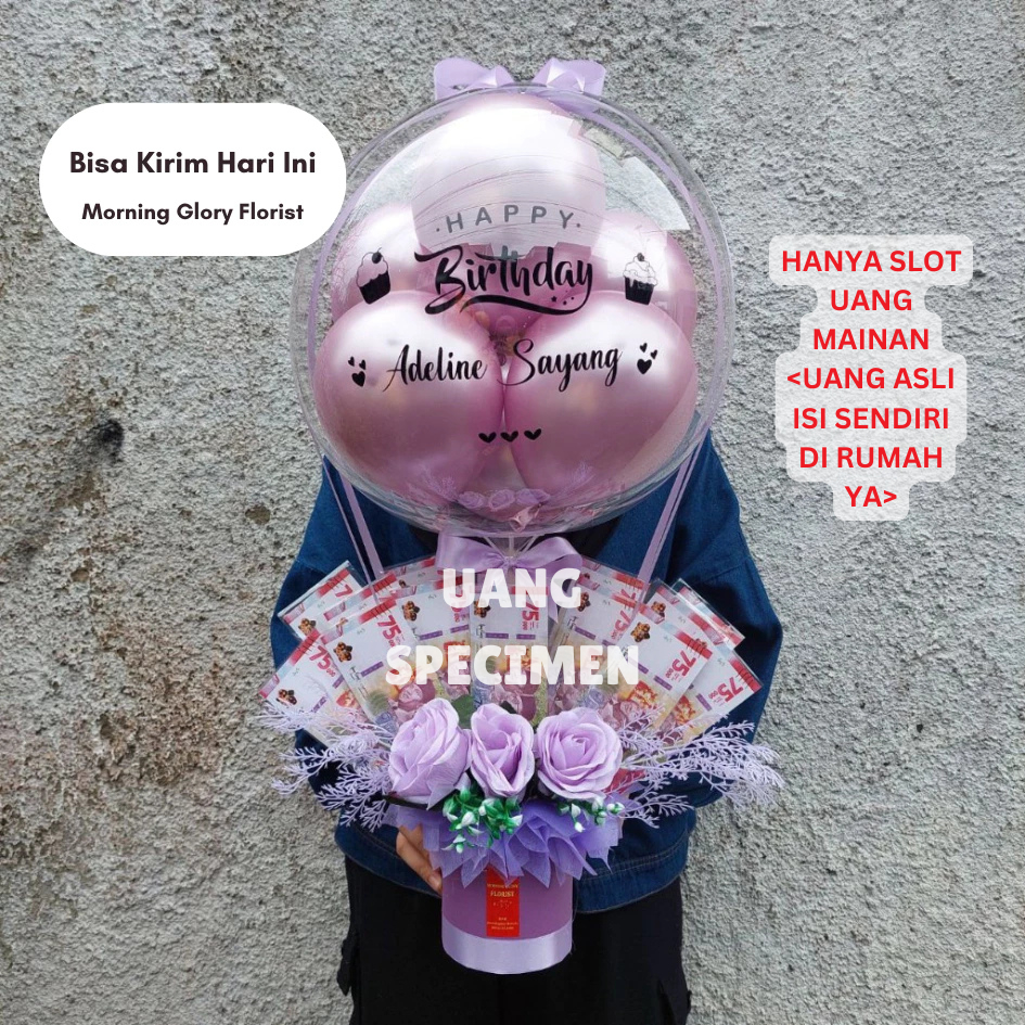Jual Balon Bouquet Buket Bucket Uang + Bunga (Isi Uang Sendiri ...