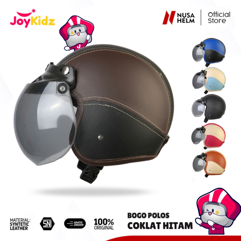Jual Helm Bogo Anak Polos 2 3 4 5 6 7 Tahun Kulit Premium Retro Junior Kaca Cembung Cewek Cowok ...