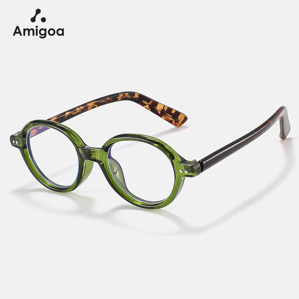 Jual AMIGOA Kacamata Premium Wanita Bingkai Oval Anti Cahaya Biru ...