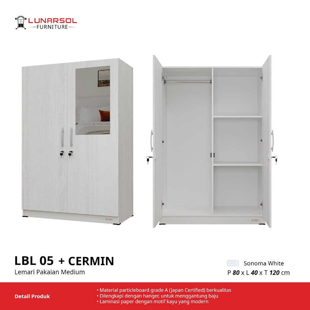 Jual Lemari Pakaian Anak 2 Pintu 2 Laci LBL 02 140cm | Lunarsol ...