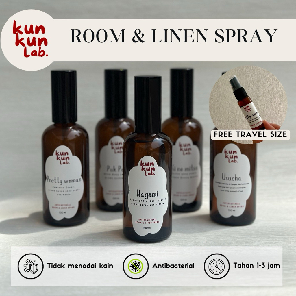 Jual Kun Kun Lab Room and Linen Spray ( antibacterial ) 100ml | Shopee ...
