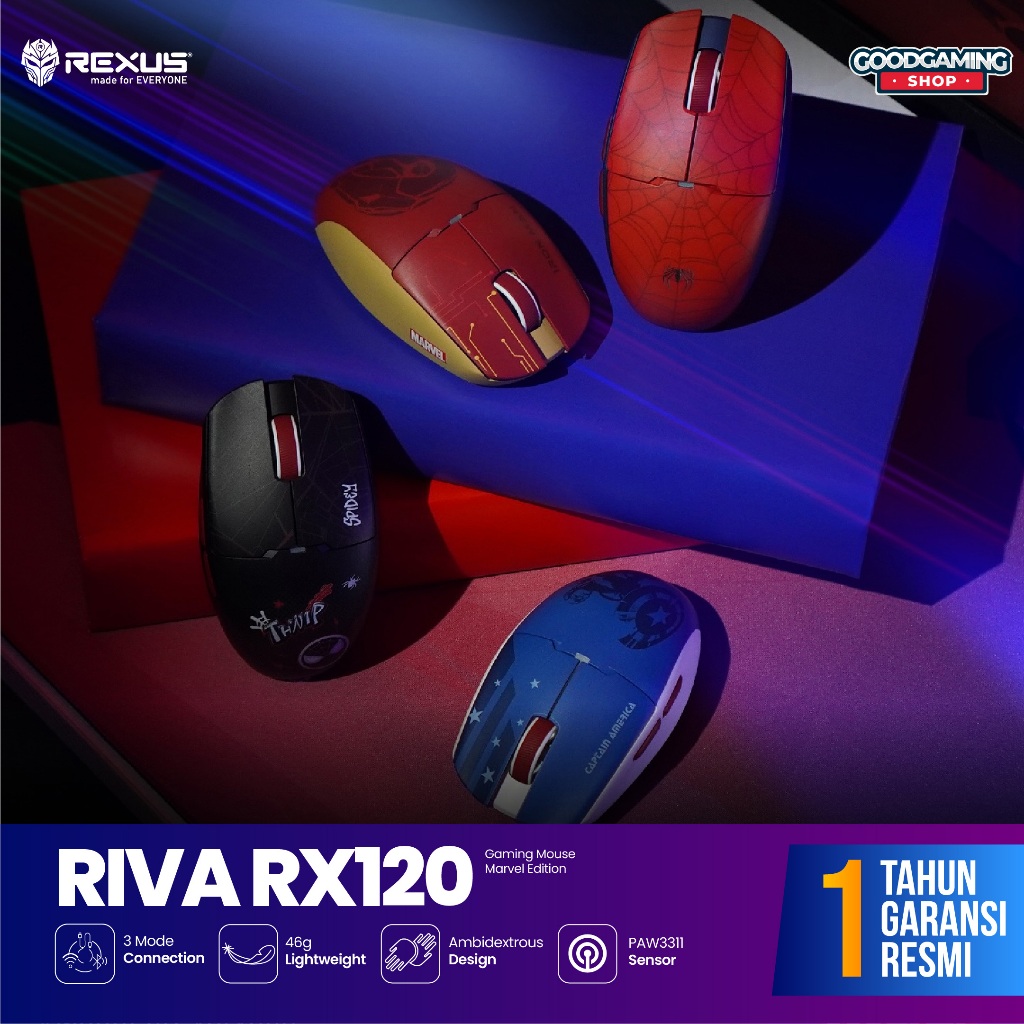 Jual Rexus RIVA RX120 / RX-120 Marvel Edition - Mouse Gaming Wireless ...