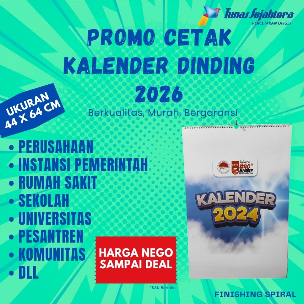 Jual Cetak Kalender 2026 Ukuran 44x64 Jumbo 5 Lembar Spiral | Shopee ...