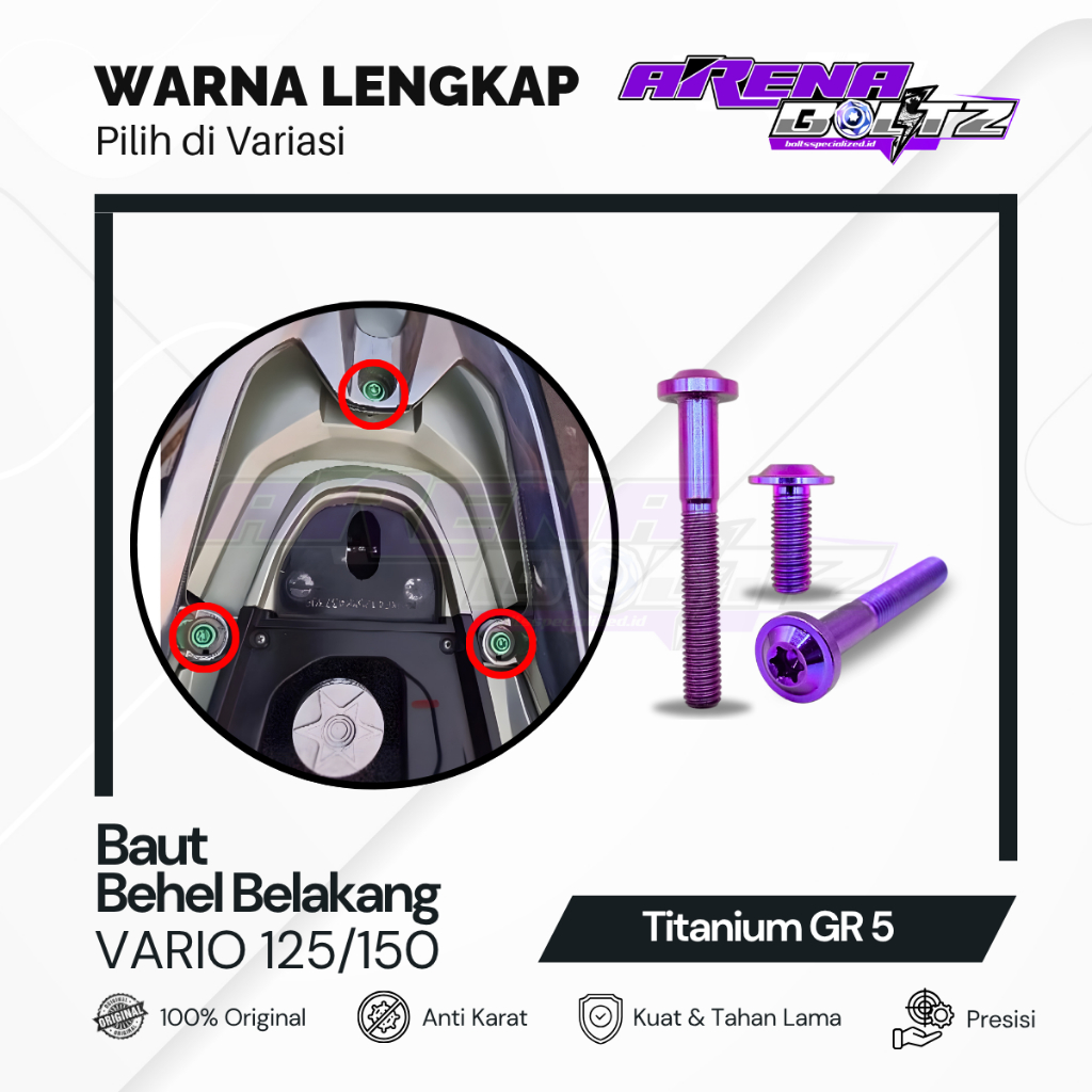 Jual Baut Behel Belakang (1 Set / 3 Pcs) Vario 125/150 Titanium GR5 ...