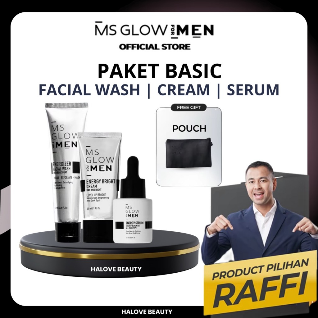 Jual MS GLOW FOR MEN PAKET BASIC / FACIAL WASH / CREAM / SERUM ...