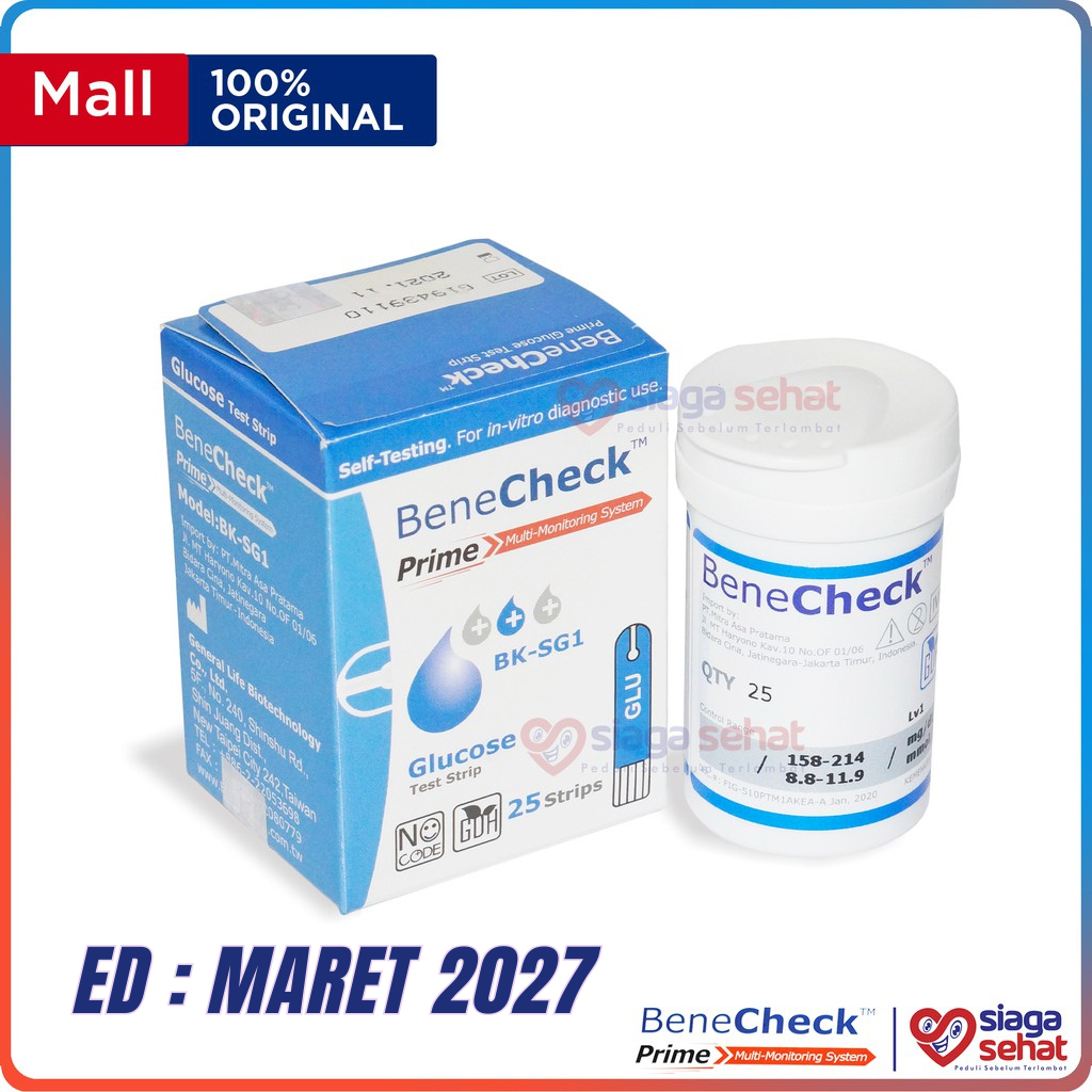 Jual Alat Cek Darah - Benecheck PRIME Test Strip Gula Darah (Glukosa ...