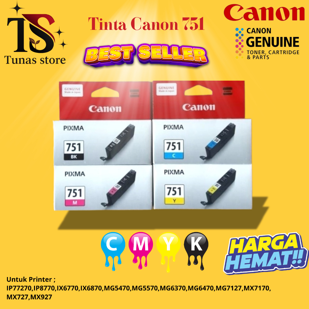 Jual 1 SET Tinta Cartridge Canon 751 Tinta Printer IP7270 IP8770 IX6770 ...