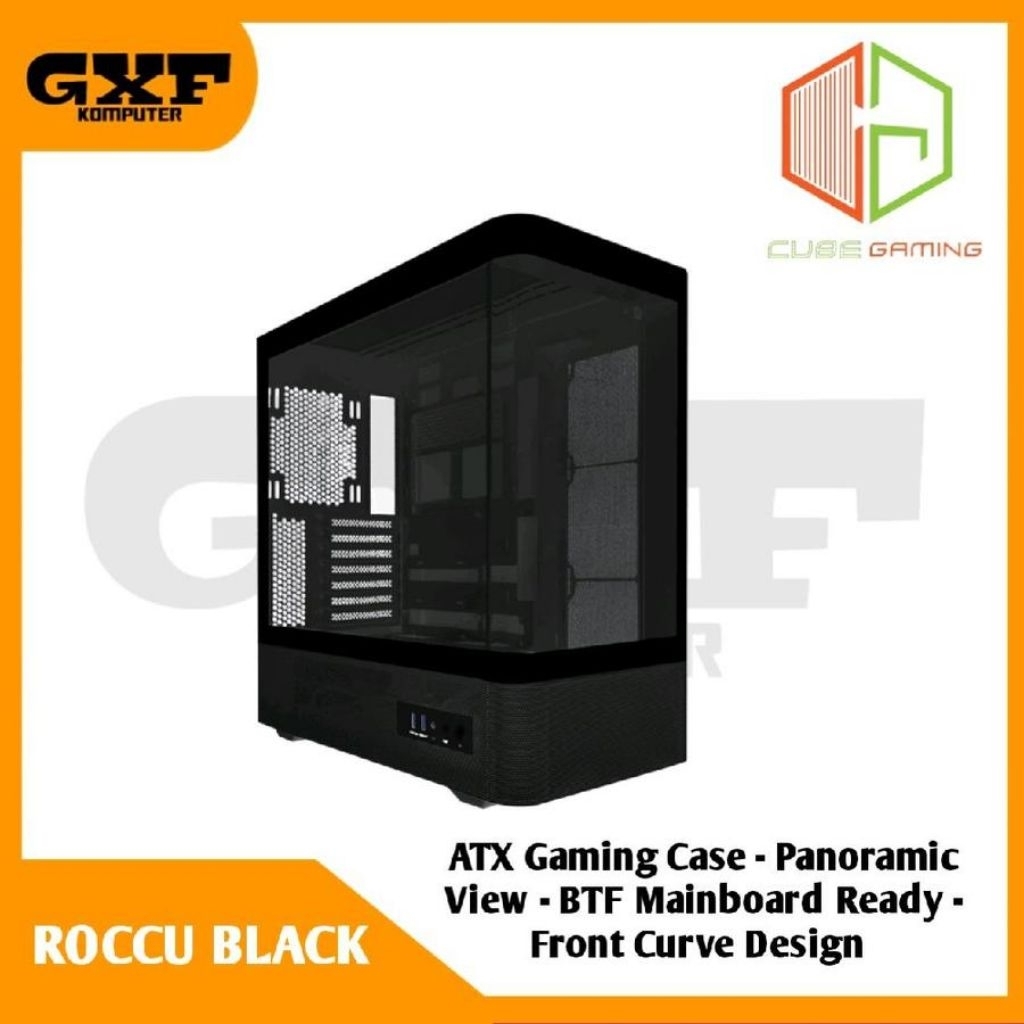 Jual CUBE GAMING ROCCU BLACK - ATX Gaming Case - Panoramic View - BTF ...