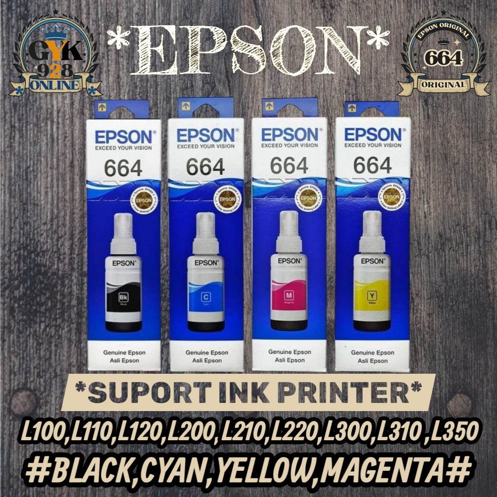 Jual TINTA EPSON TYPE 664 (B,Y,M,C) ORIGINAL L-100,L110,L120,L200,220 ...