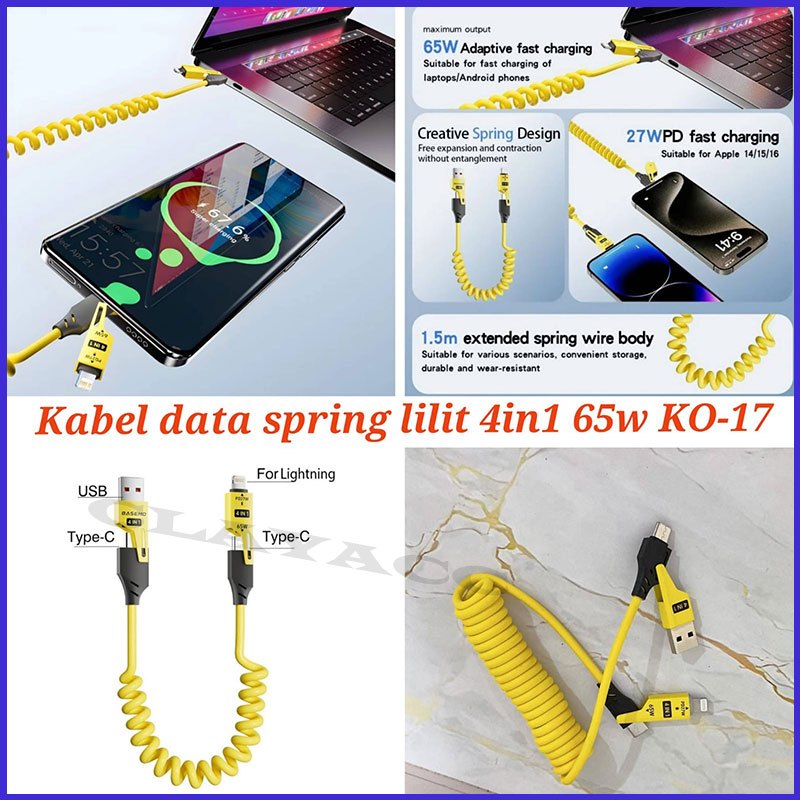 Jual Kabel Spring 4in1 65w Fast Quick Charging Cable Data Spring ...