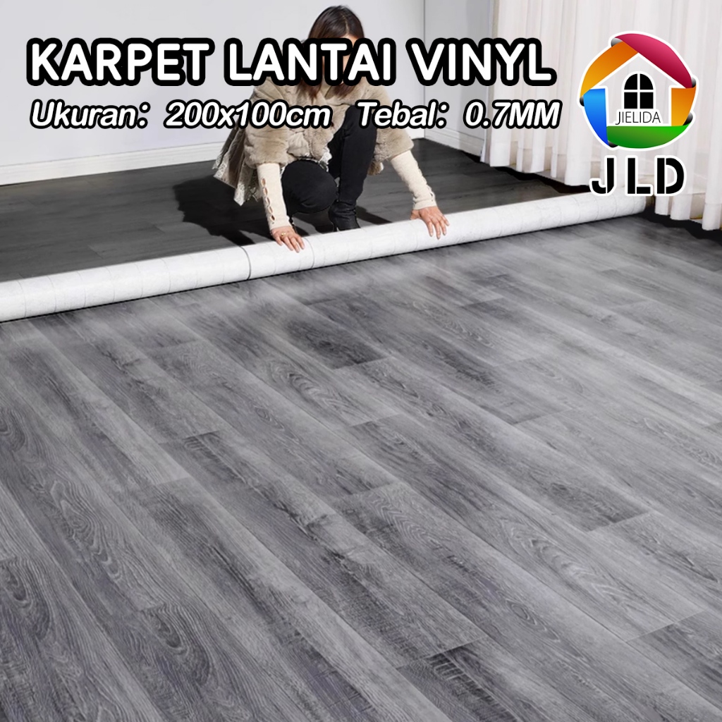 Jual JieLiDa Karpet Lantai Vinyl Meteran Korea (Lebar 200cm x 100 cm) Tebal 0.7mm Motif Kayu ...