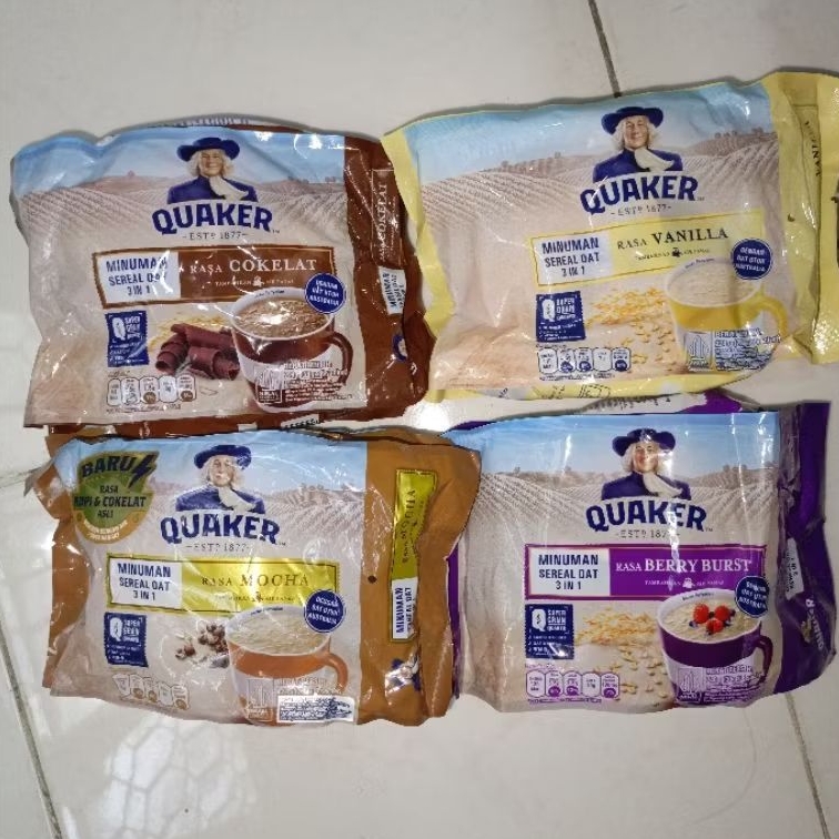 Jual Quaker 3in1 Minuman Sereal Oat Cokelat Vanilla Berry Mocha 8 ...
