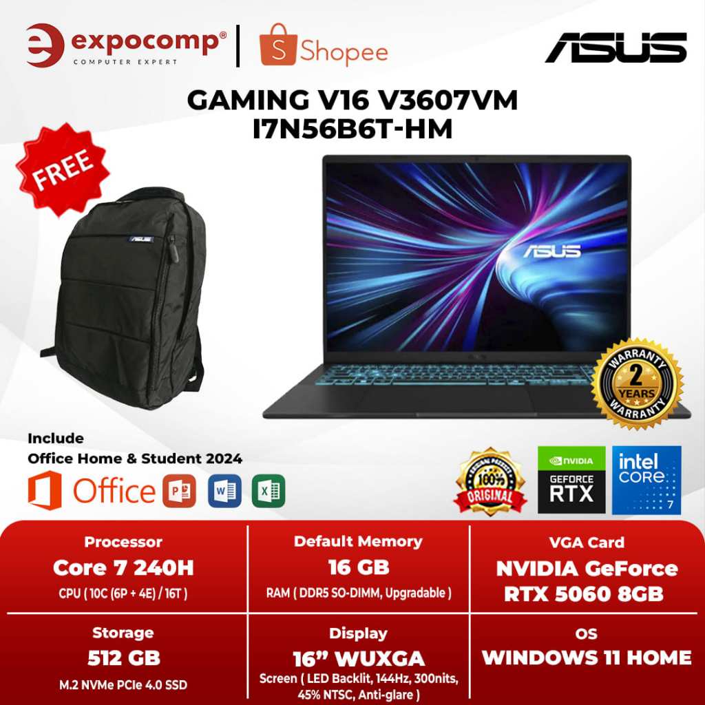 Jual ASUS GAMING V16 V3607VM I7N56B6T-HM INTEL GeForce RTX5060 8GB ...