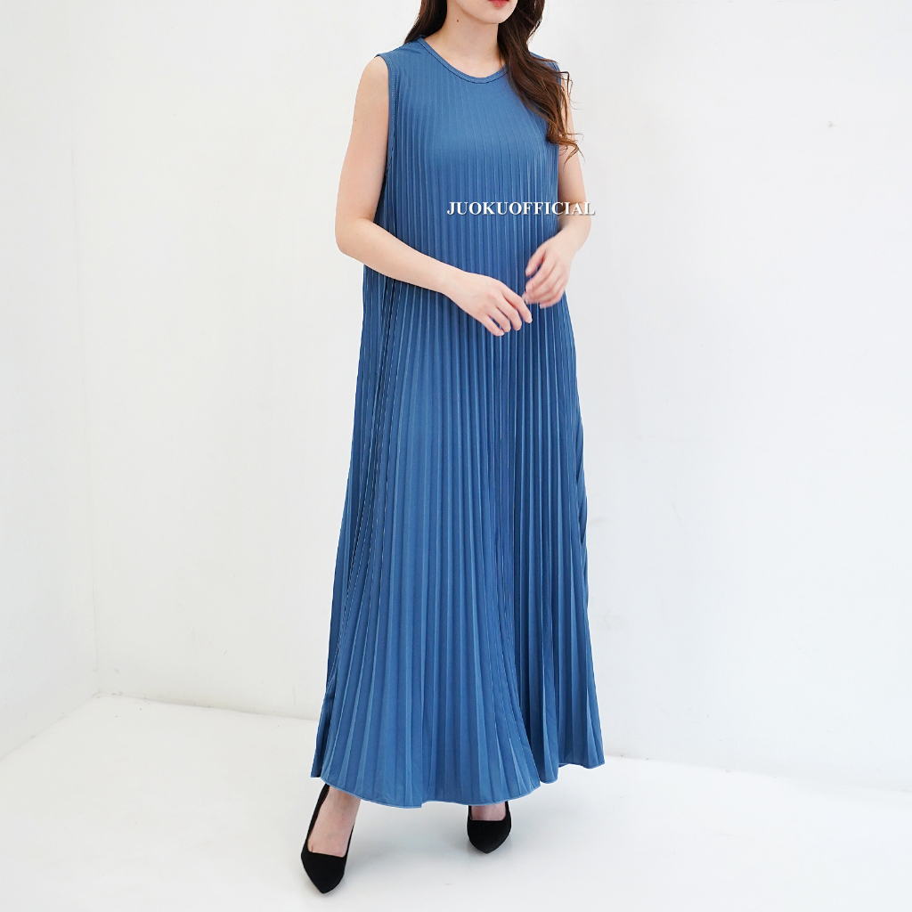 Jual Inner Maxi Dress Plisket Mayung Oneck / Dress Panjang Polos ...
